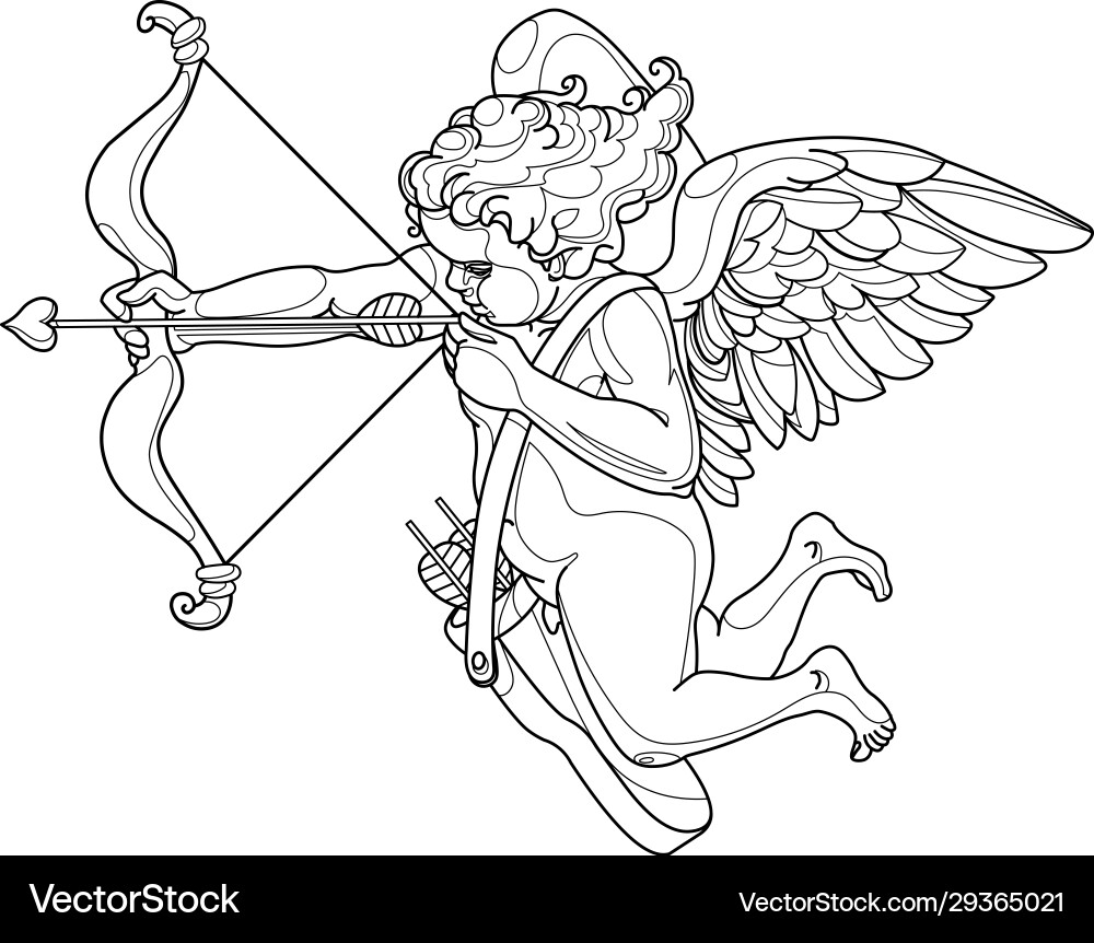 Cupid boy with bow wings symbol love Royalty Free Vector
