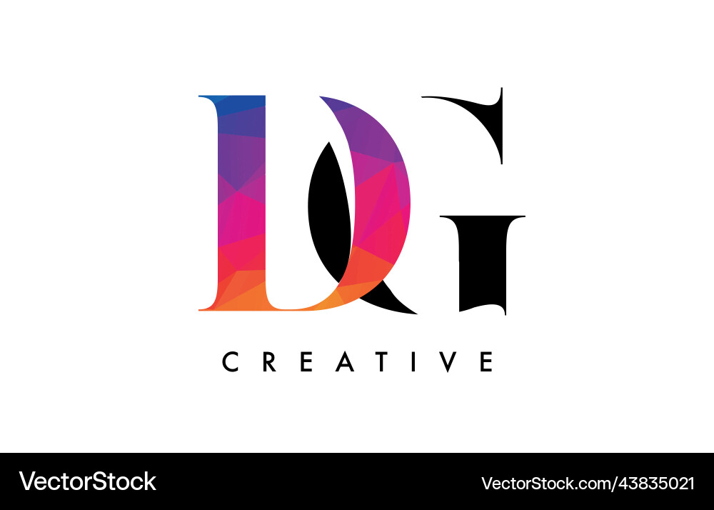Dg letter design with creative cut and colorful Vector Image