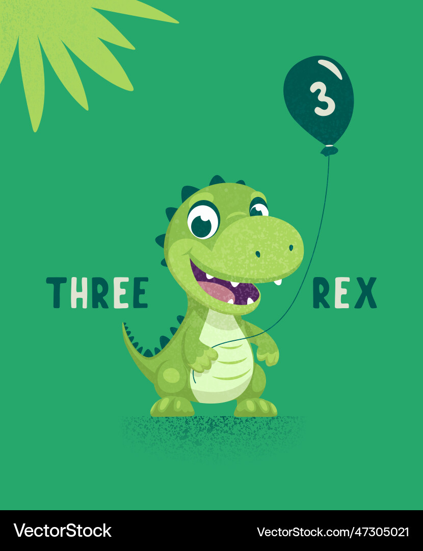 Dinosaur tirannosaur three rex cartoon tirex Vector Image