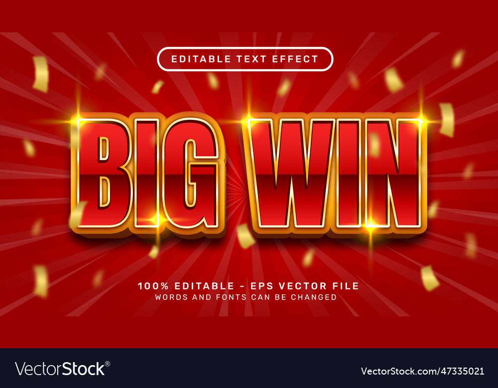 Editable text effect - big win 3d style concept Vector Image