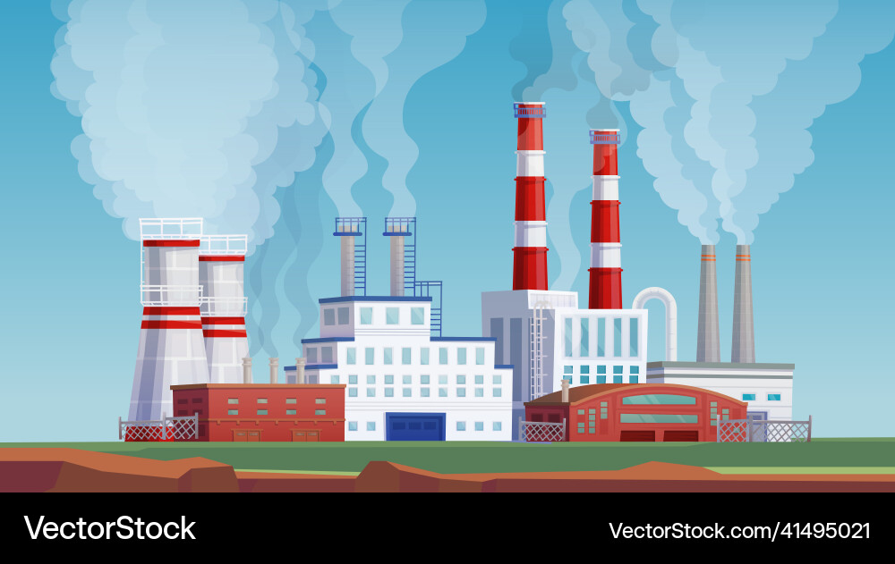 Factory industry building production power plant Vector Image