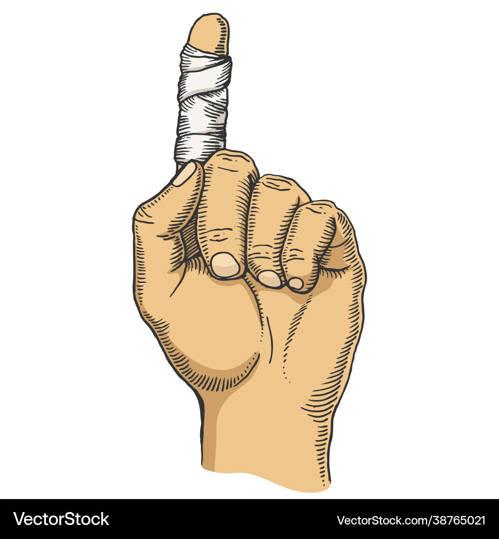 Finger bandaged sketch Royalty Free Vector Image