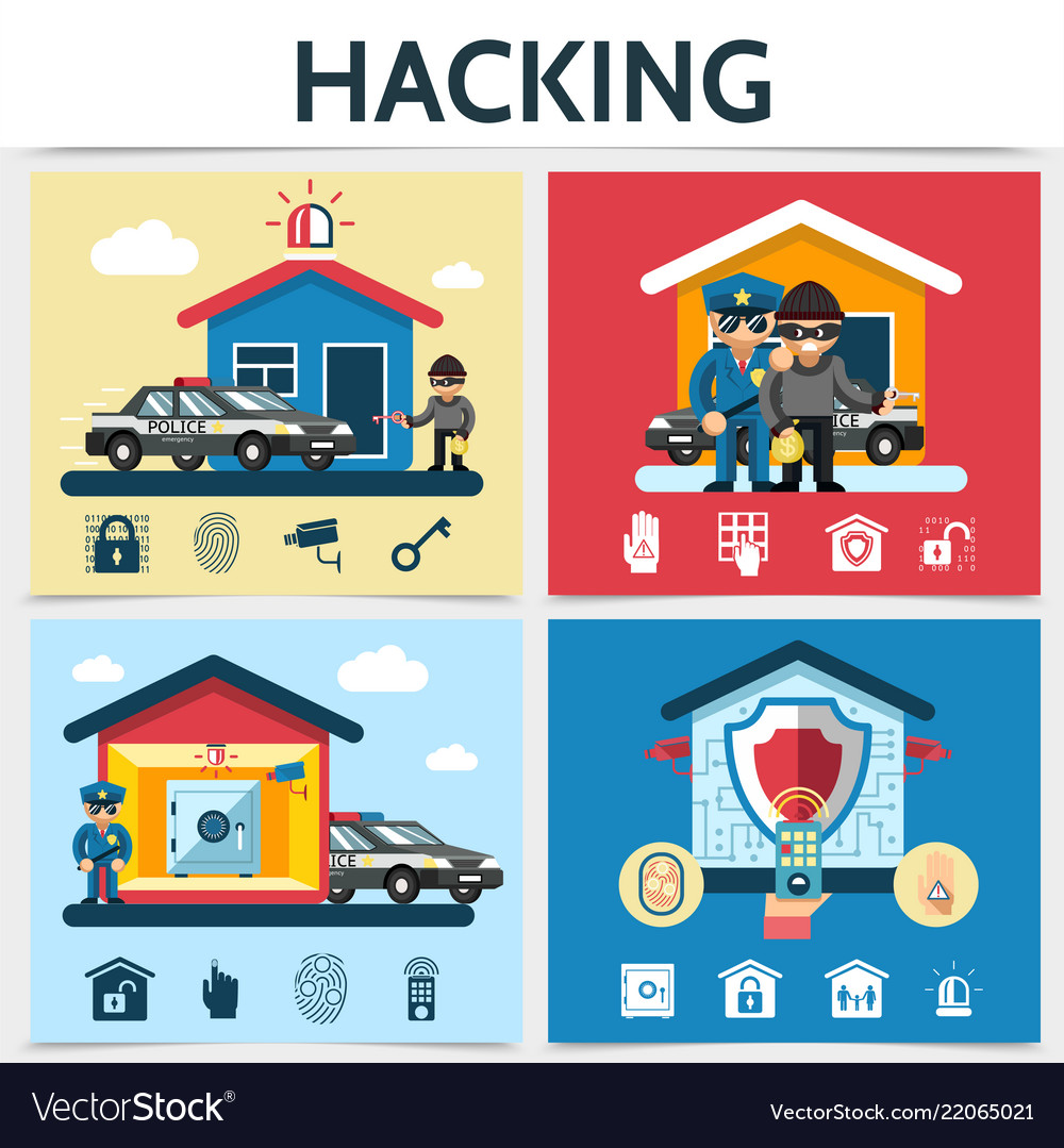 Flat house security system hacking concept Vector Image
