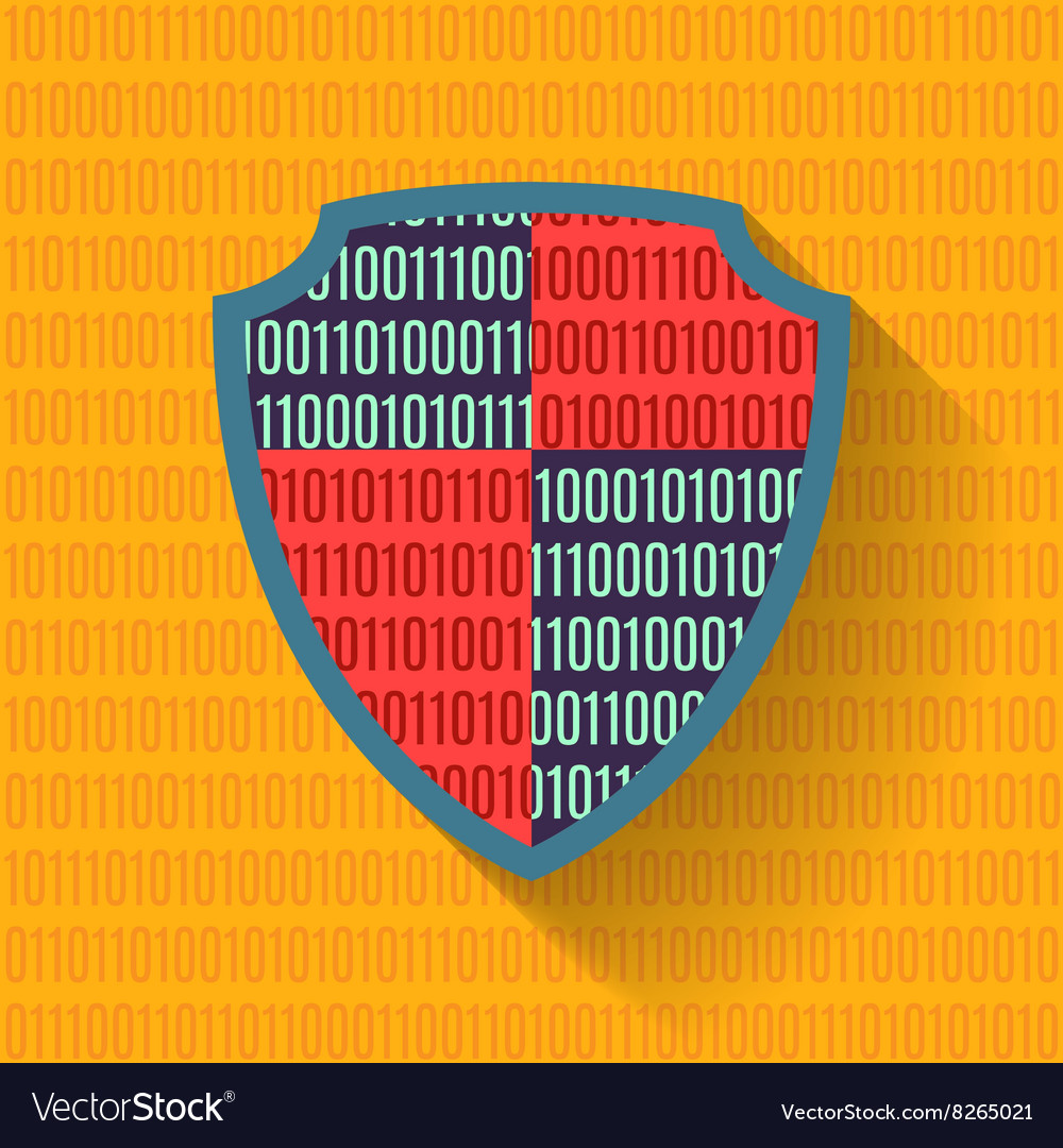 Flat icon data protection shield Royalty Free Vector Image