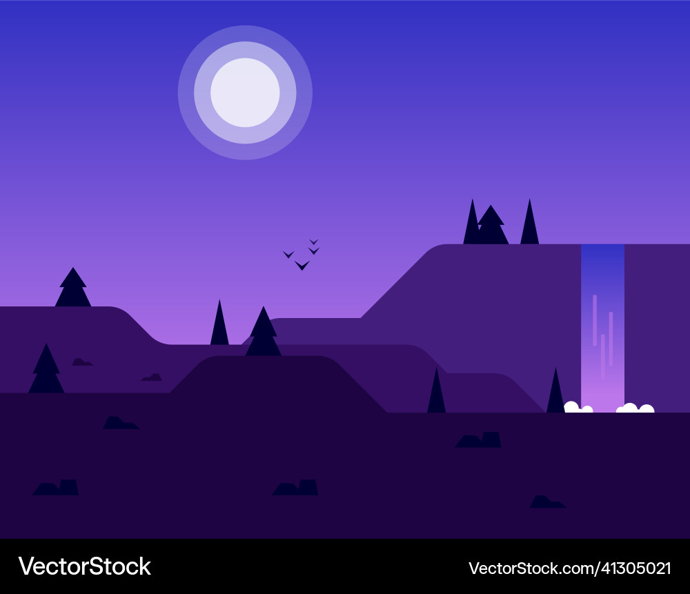 Hills and mountains silhouettes nature Royalty Free Vector