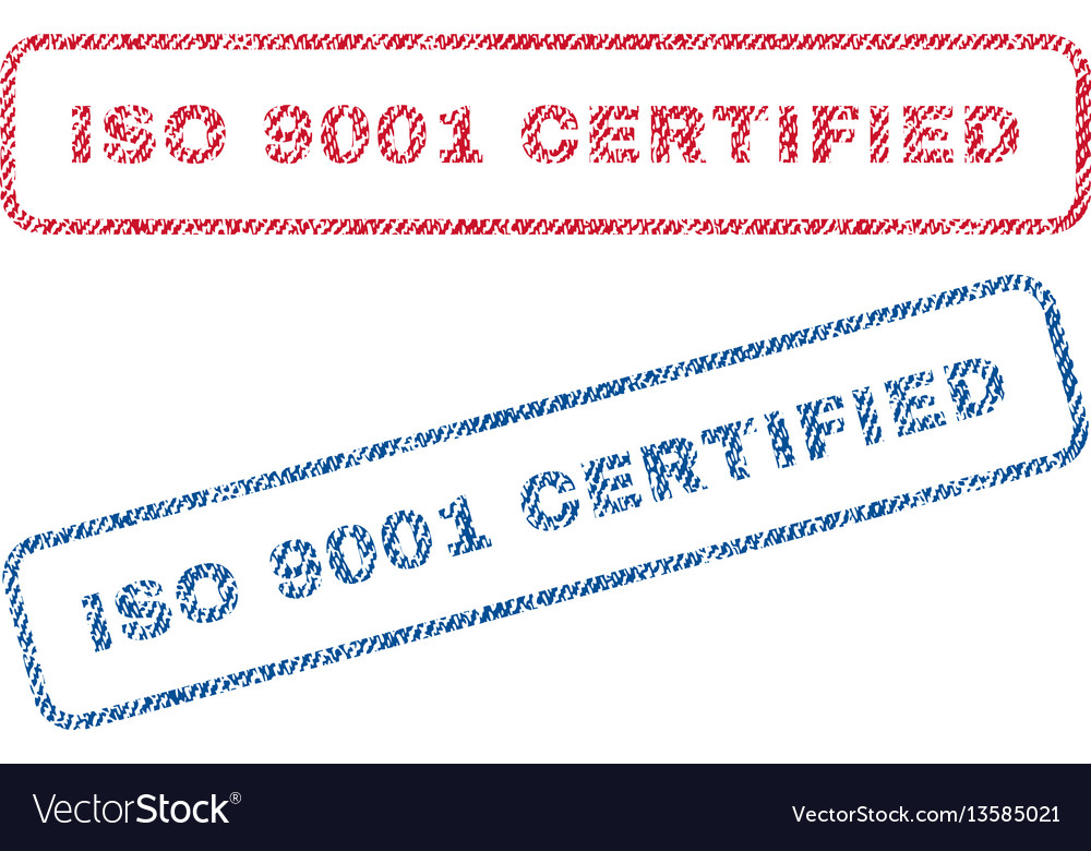 Iso 9001 certified textile stamps Royalty Free Vector Image