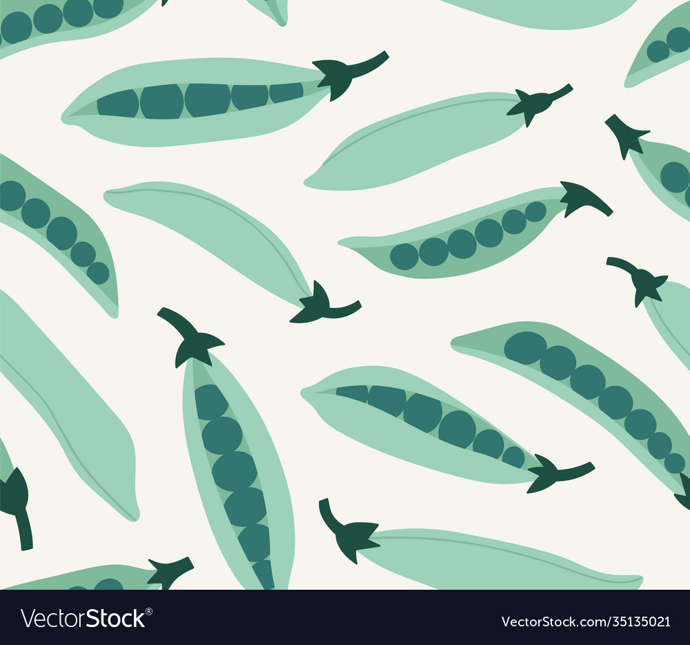 Pattern green peas on a beige background Vector Image