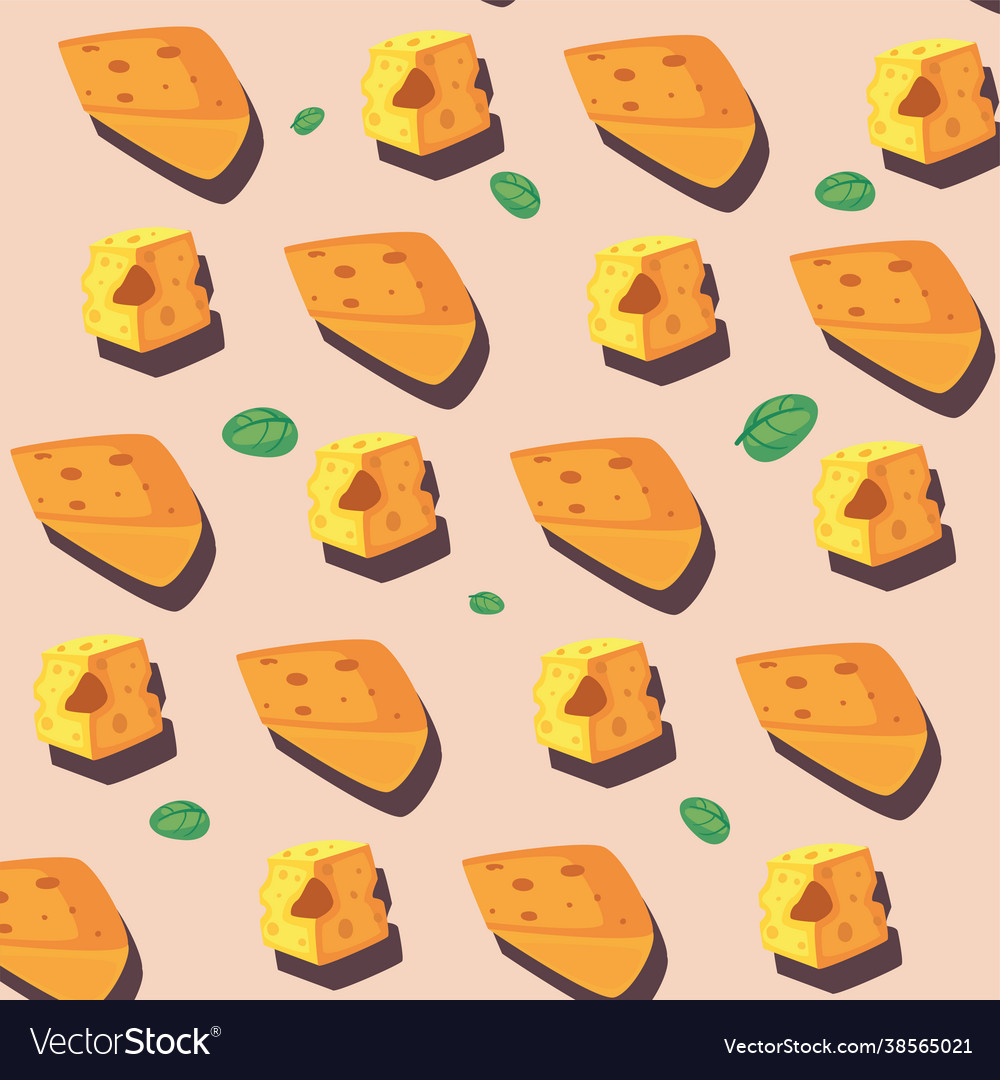 Pattern with pieces cheese Royalty Free Vector Image