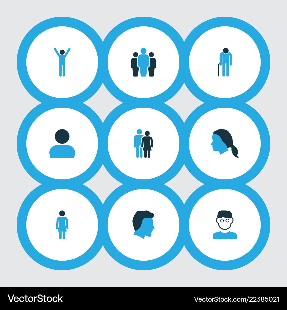 People icons colored set with rejoicing profile Vector Image