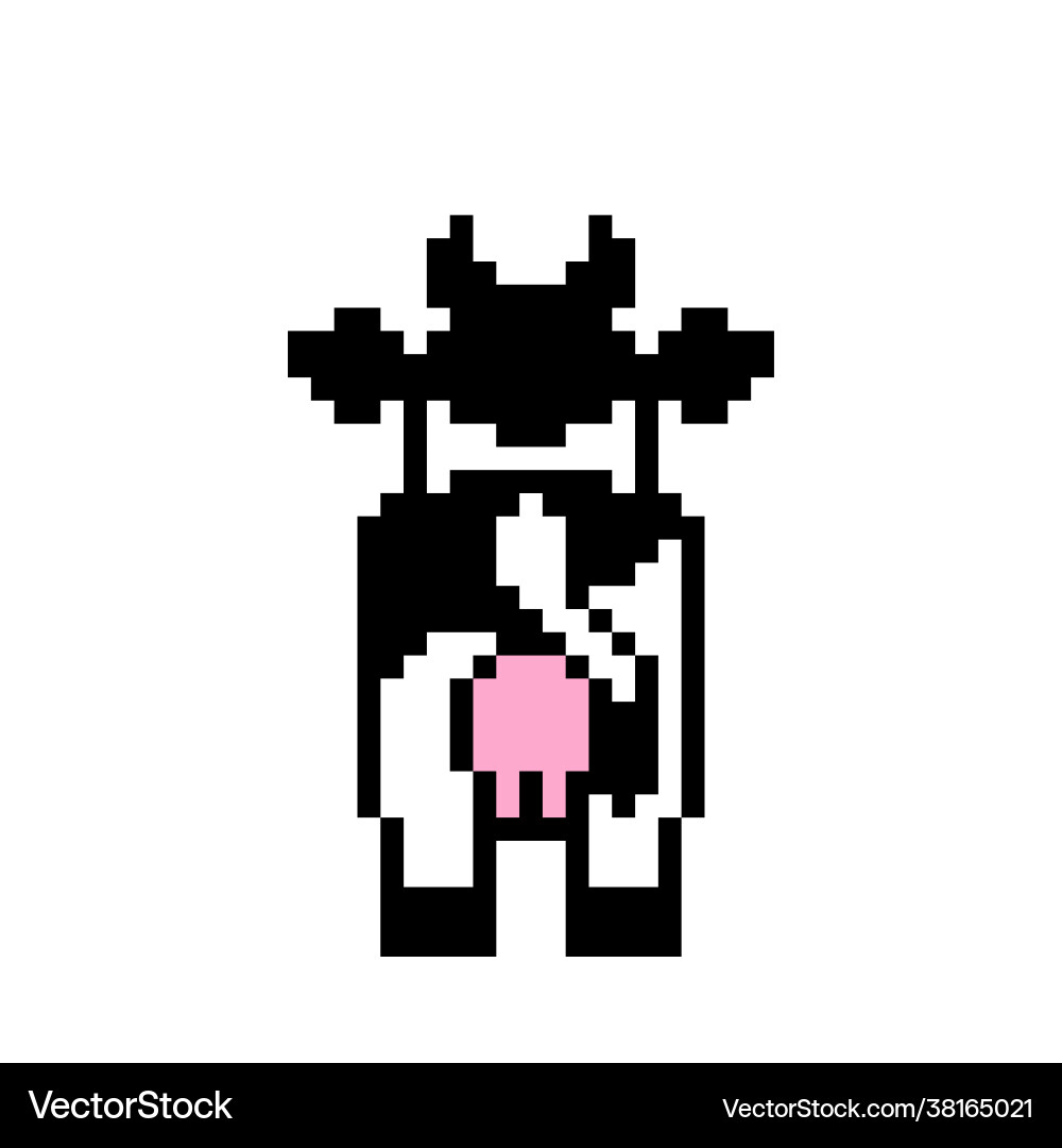Pixel cow image for game assets Royalty Free Vector Image