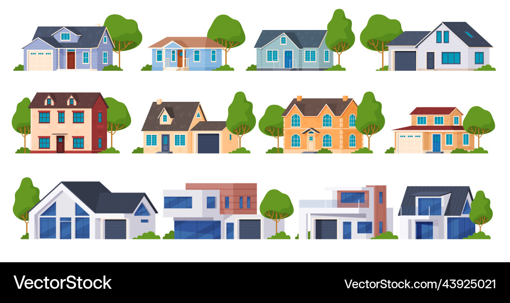 Private houses of various styles modern Royalty Free Vector