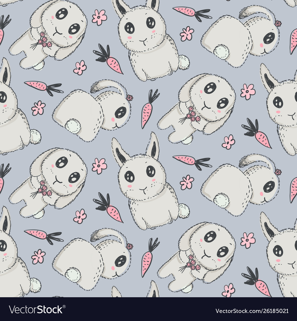 Seamless pattern with hand drawn cute Royalty Free Vector