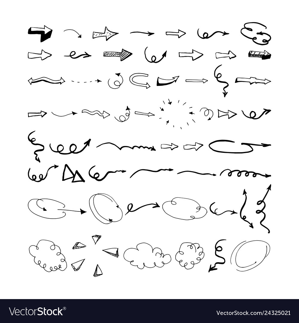 Set hand-drawn arrows and graphic elements Vector Image