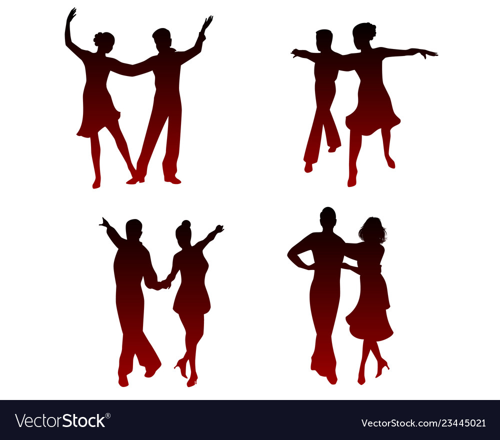 Silhouettes dancing couples Royalty Free Vector Image