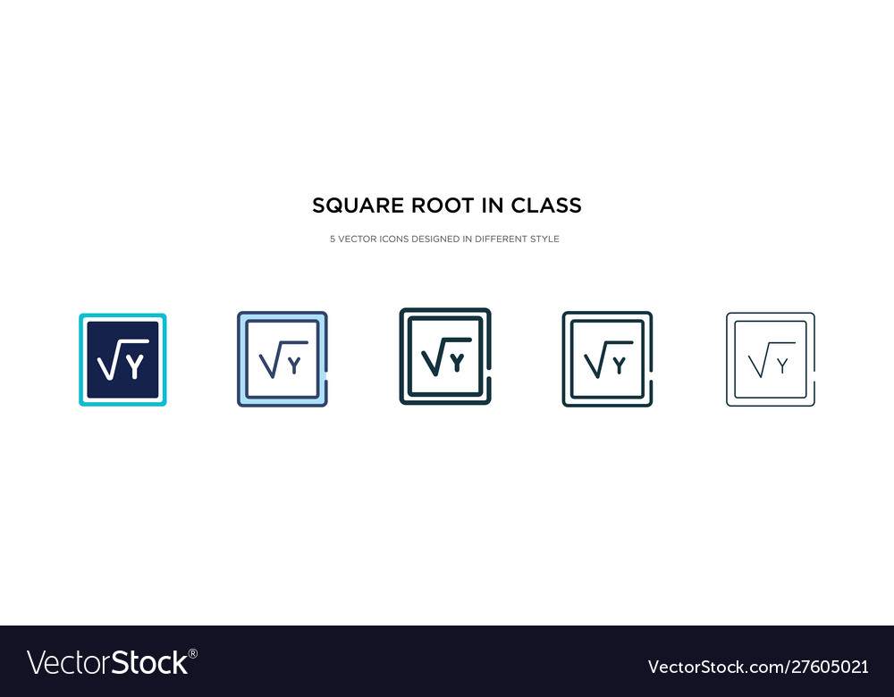 Square root in class icon different style two Vector Image
