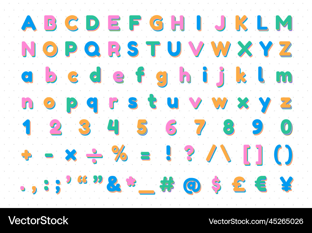 Alphabet and sign set font Royalty Free Vector Image