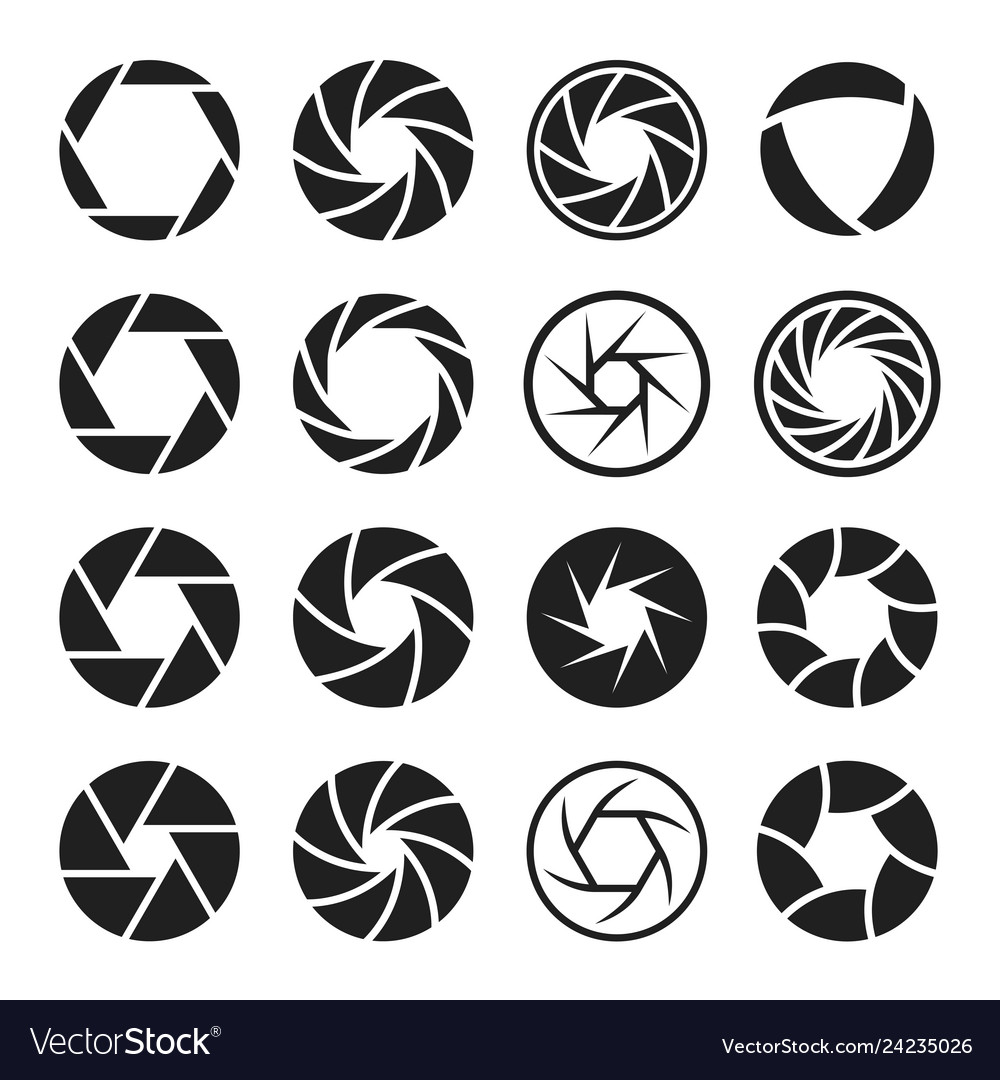 Camera shutter icon set photo and video equipment Vector Image Camera shutter icon set photo and video equipment Vector Image