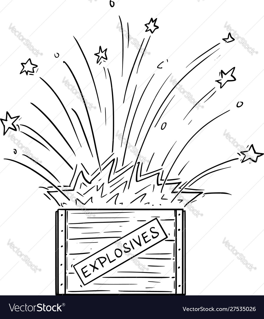 Cartoon exploding box with explosives Royalty Free Vector