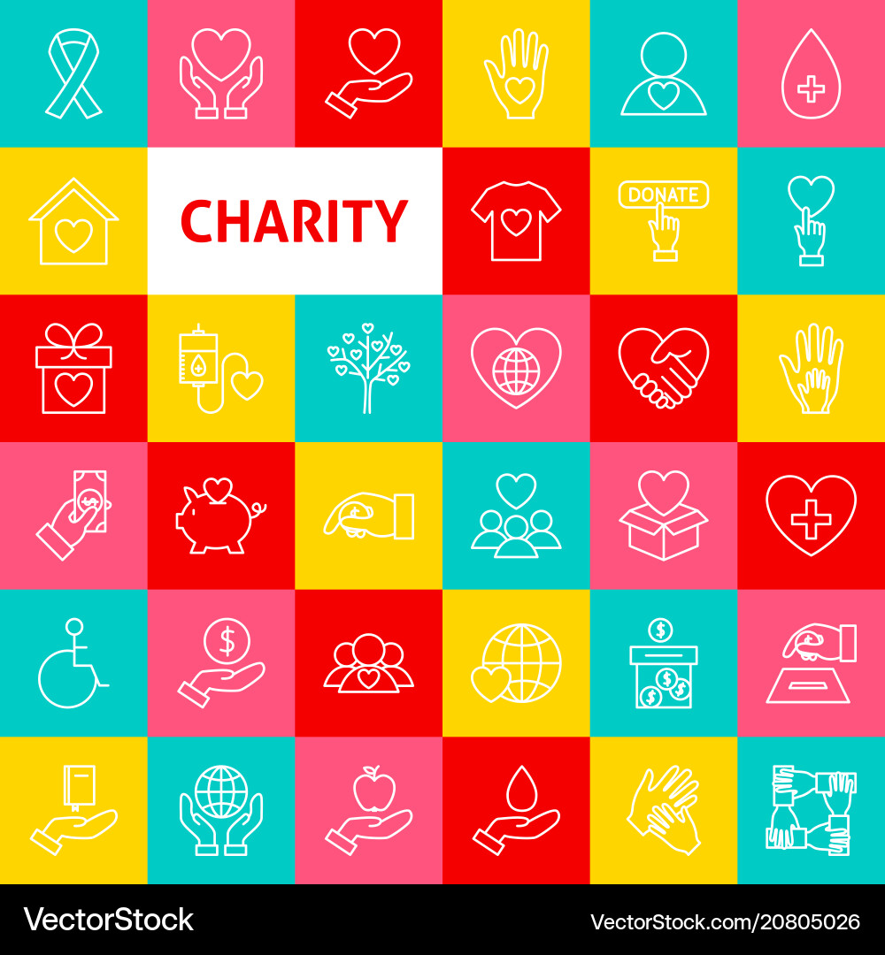 Charity line icons Royalty Free Vector Image - VectorStock