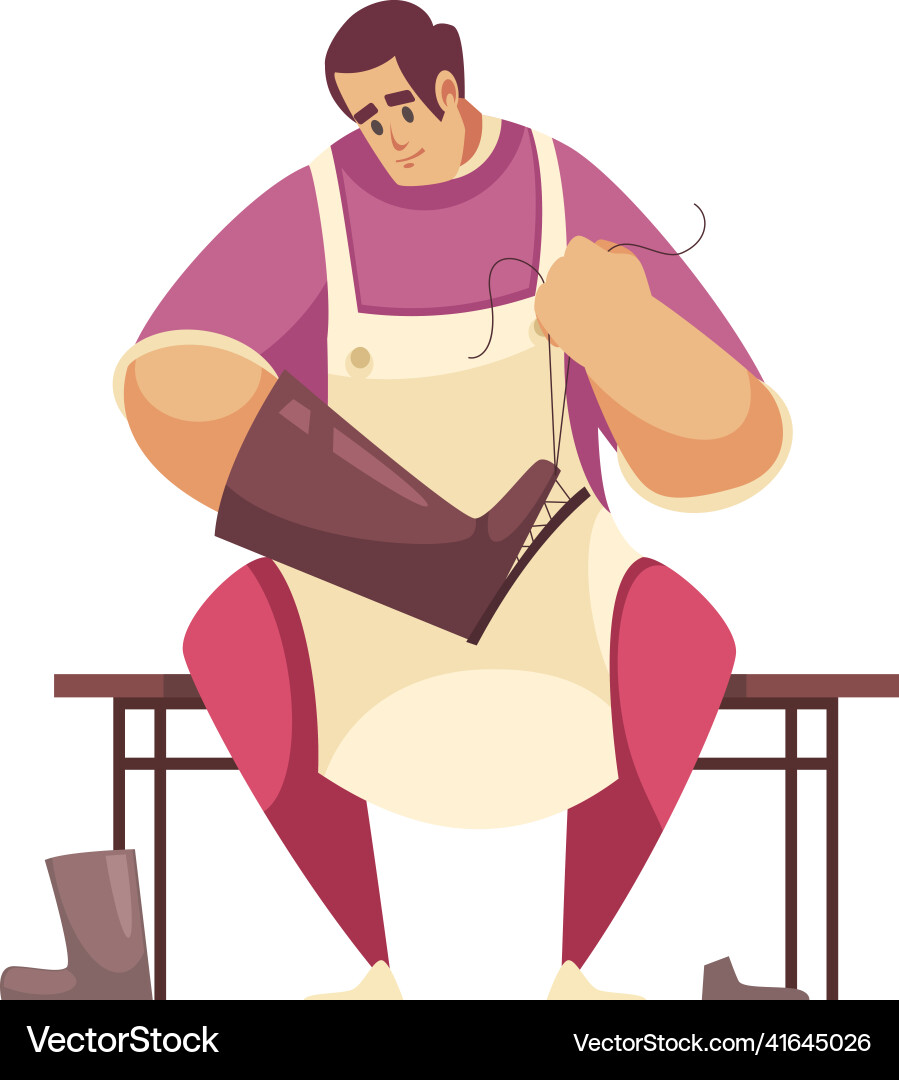 Craftsman shoe repair composition Royalty Free Vector Image