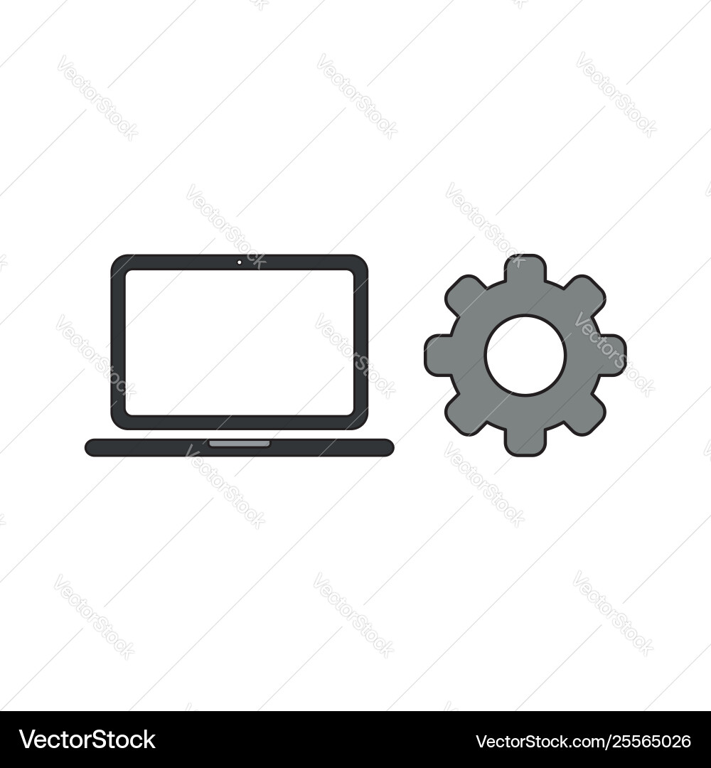 Icon concept laptop with gear Royalty Free Vector Image