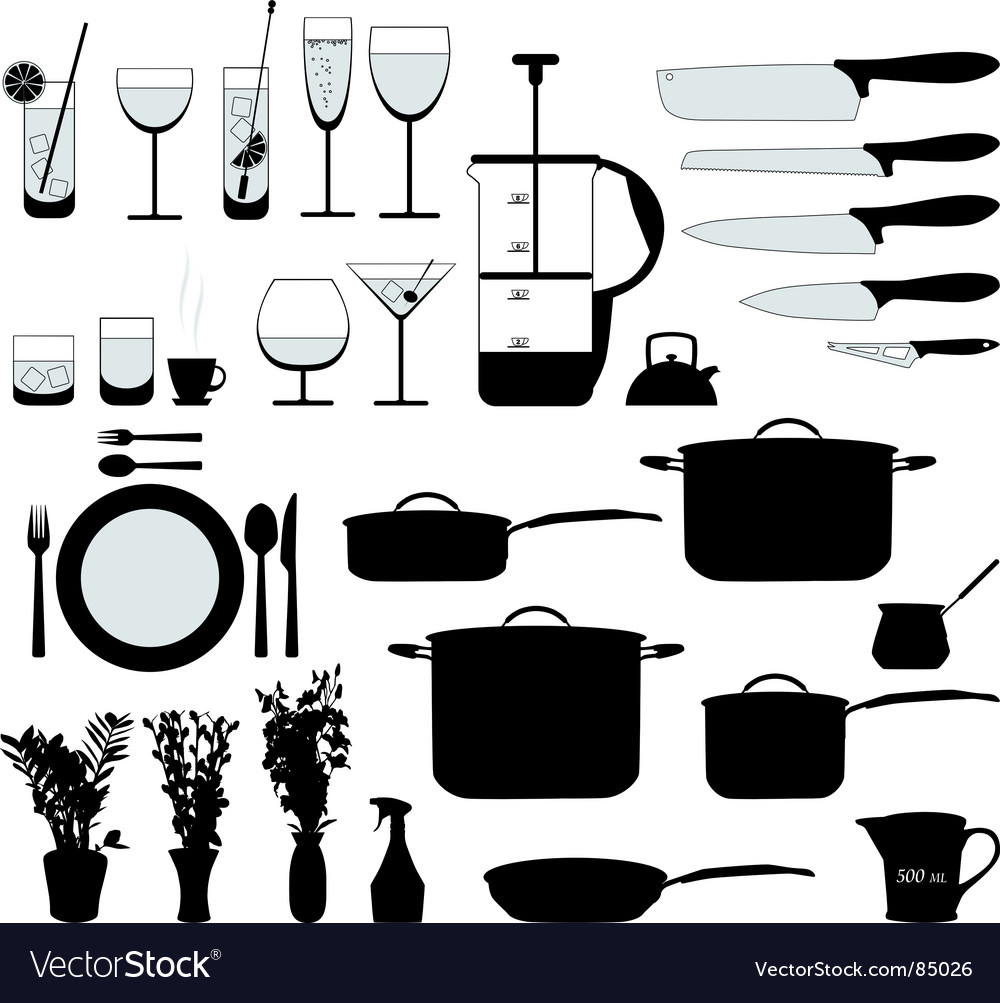 Kitchen objects Royalty Free Vector Image - VectorStock