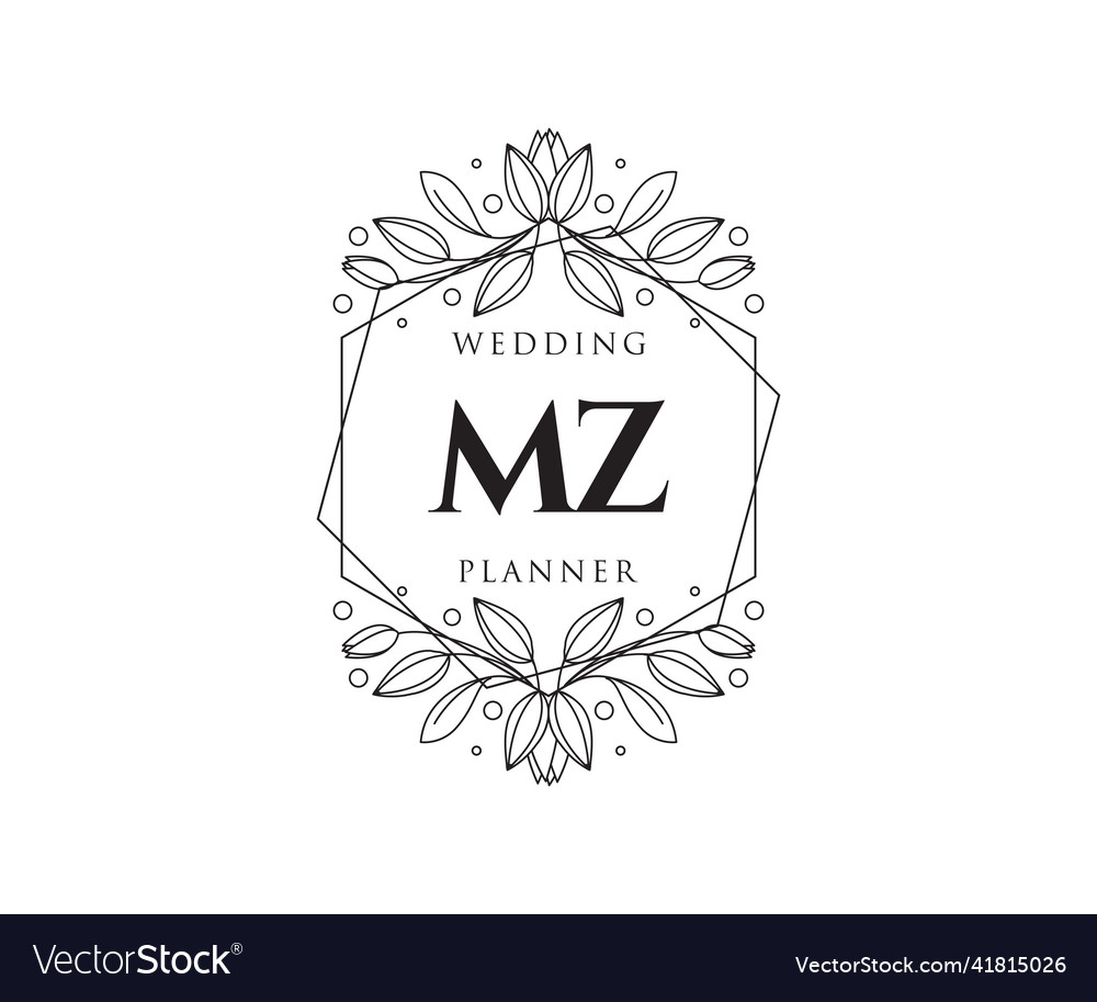Mz initials letter wedding monogram logos Vector Image