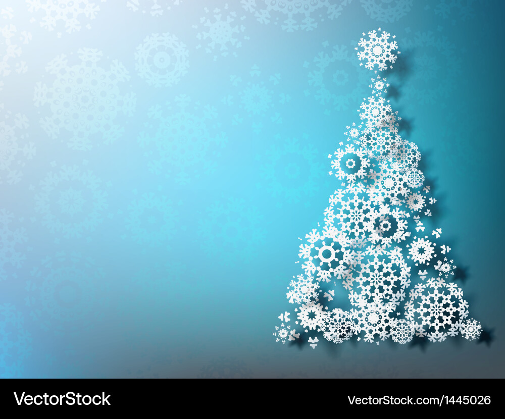 Paper christmas tree on blue background eps 10 Vector Image