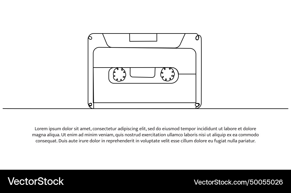 Retro tape cassette one continuous line design Vector Image
