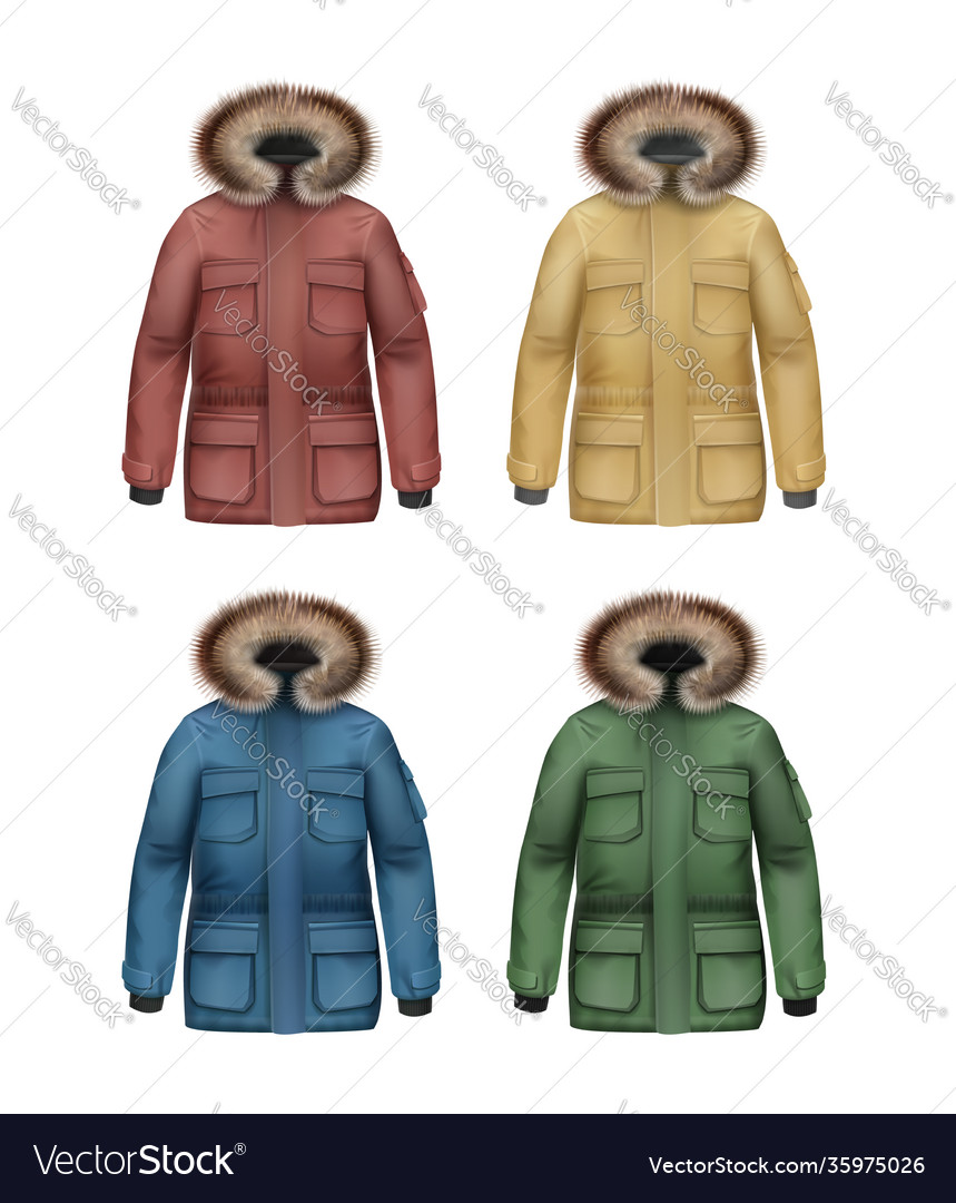 Set Winter Coats Royalty Free Vector Image Vectorstock