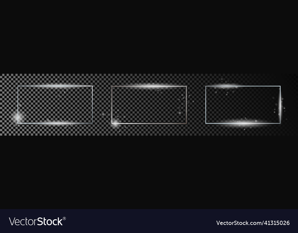 Silver glowing rectangular shape frame Royalty Free Vector