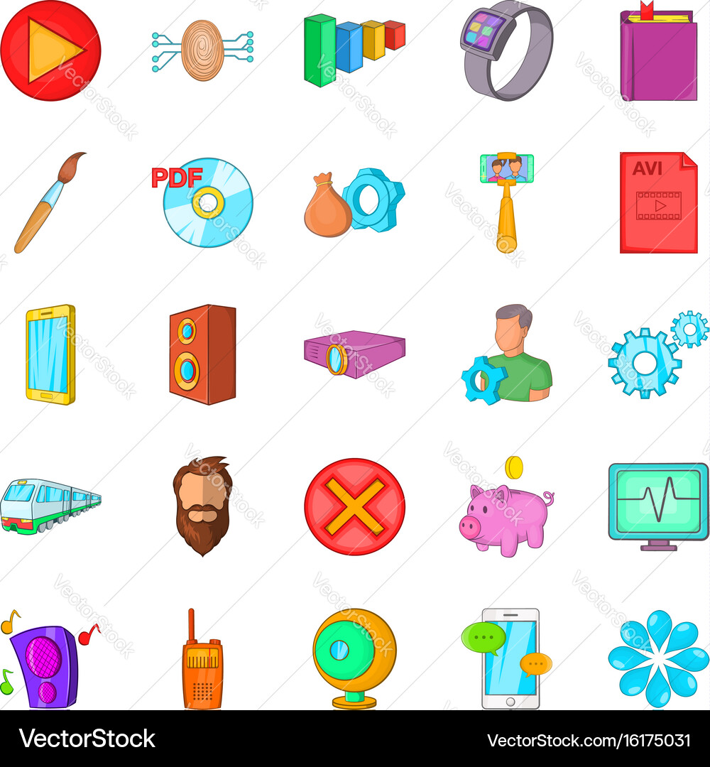App icons set cartoon style Royalty Free Vector Image