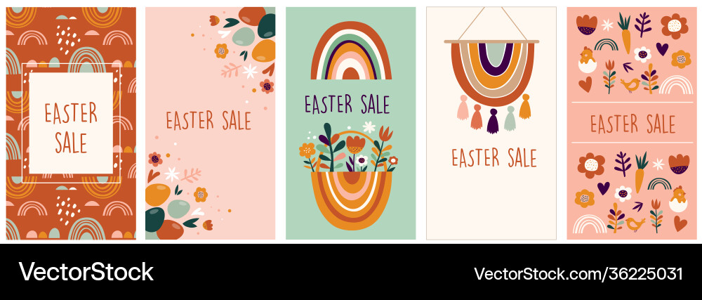 Boho easter concept design story template and Vector Image