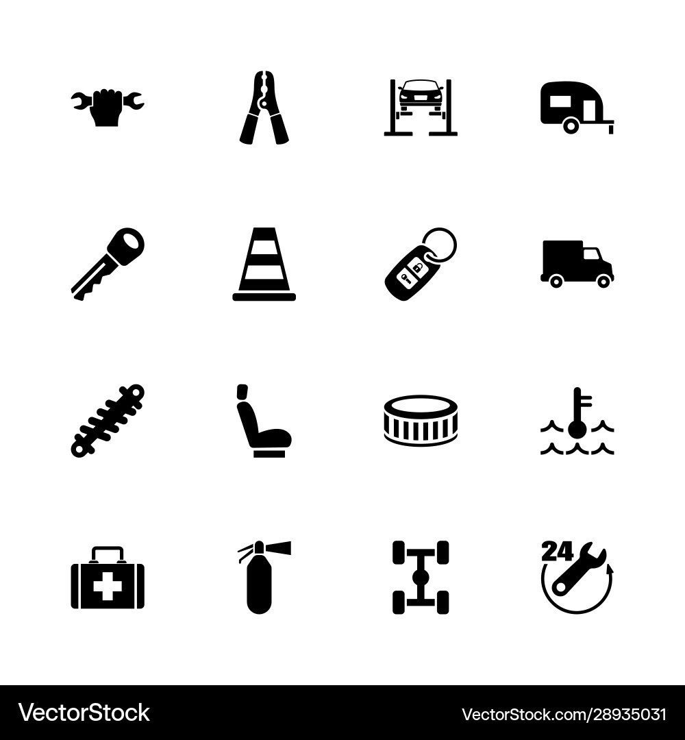 Car repair - flat icons Royalty Free Vector Image