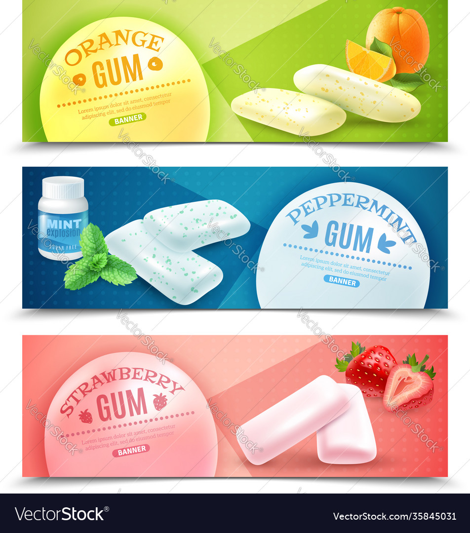 Chewing gum banners set Royalty Free Vector Image