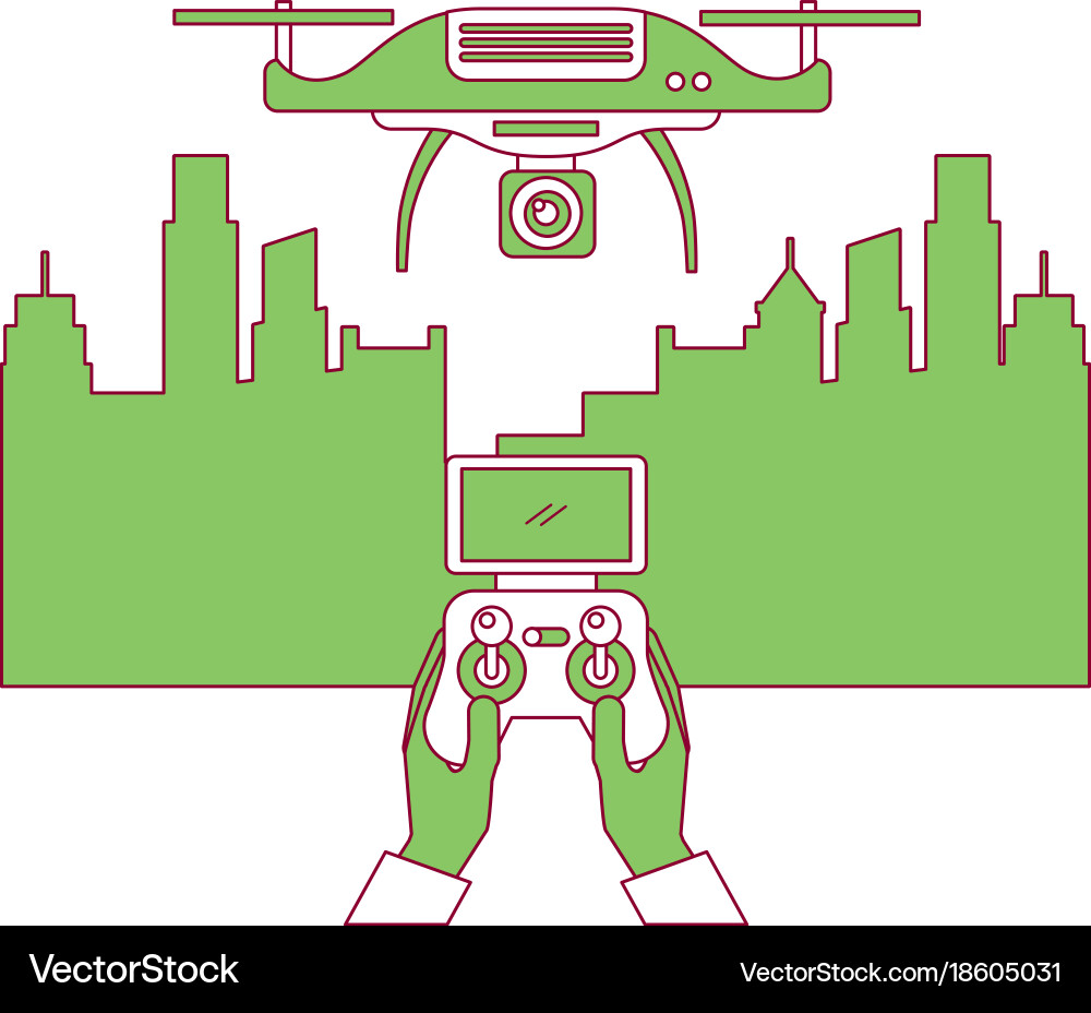 City landscape and people handle remote control Vector Image