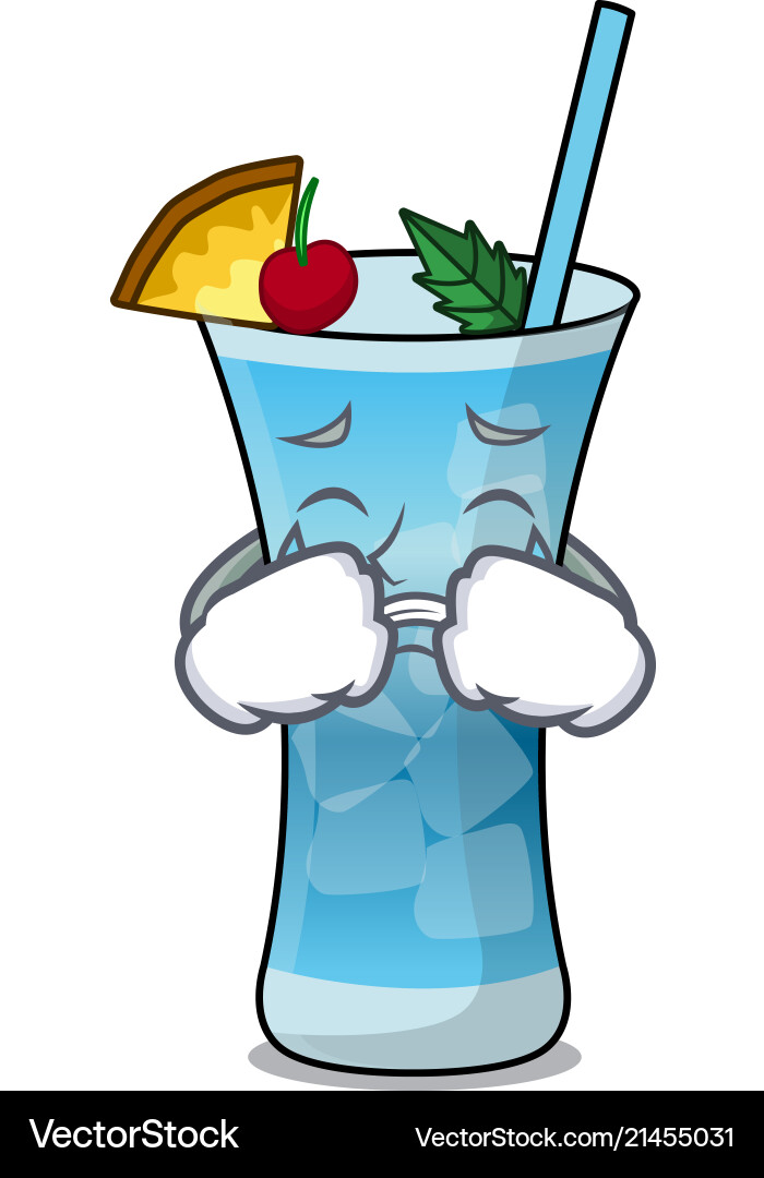 Crying blue hawaii mascot cartoon Royalty Free Vector Image