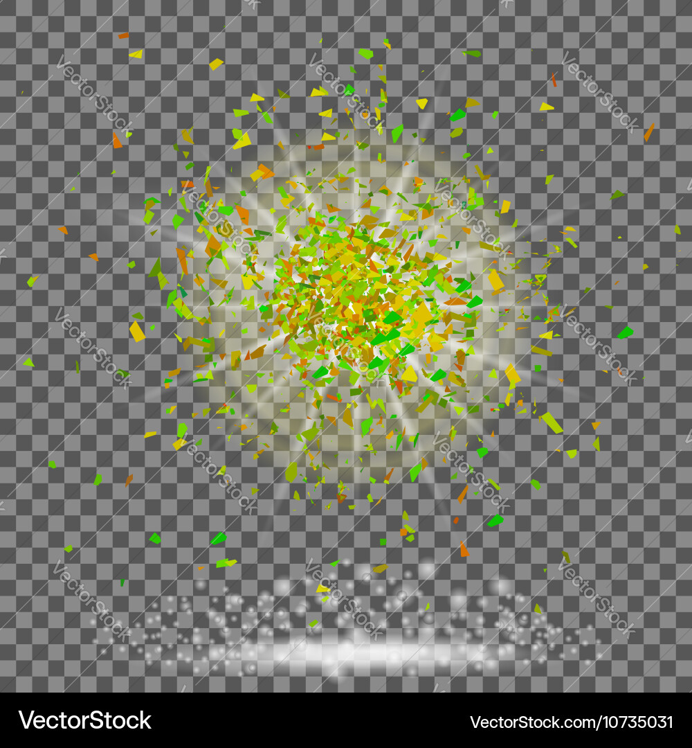 Explosion cloud of green pieces Royalty Free Vector Image