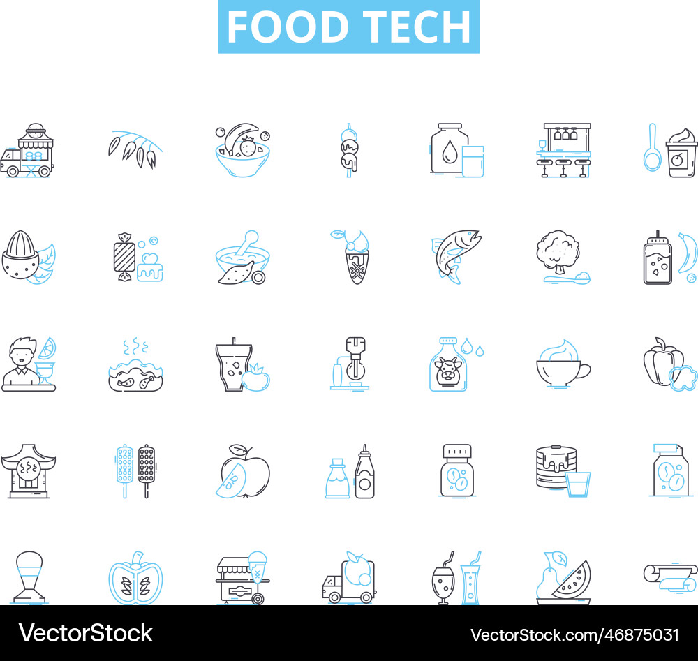 Food tech linear icons set automation Royalty Free Vector