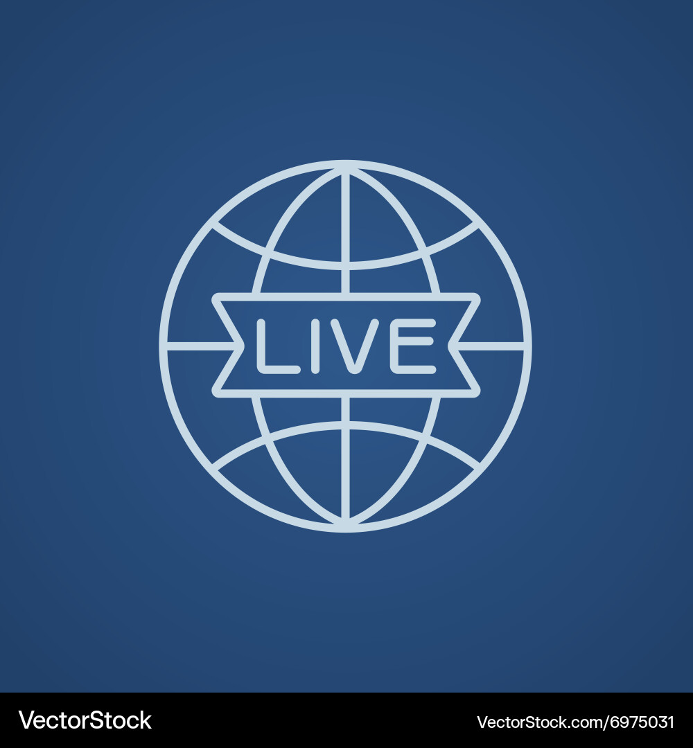 Globe with live sign line icon Royalty Free Vector Image