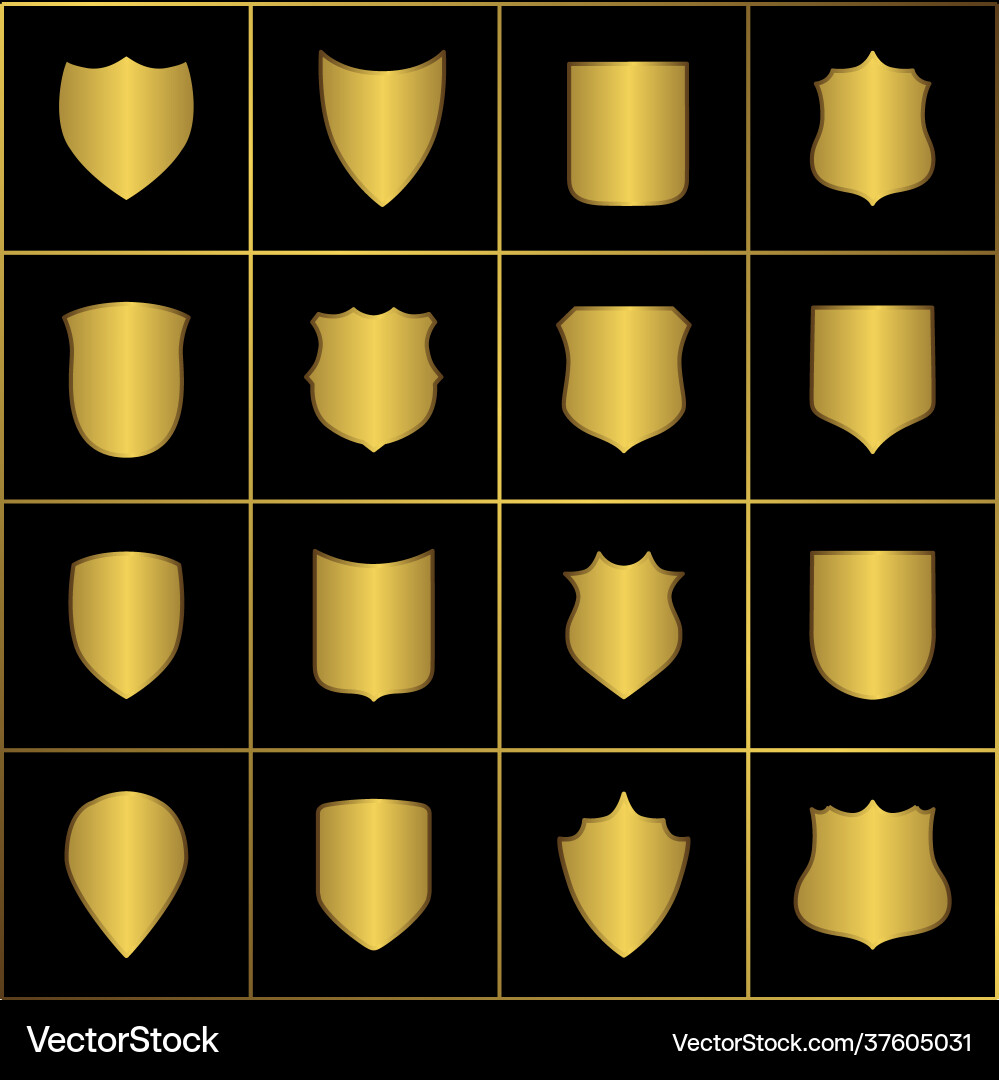 Golden heraldic shields retro style borders Vector Image