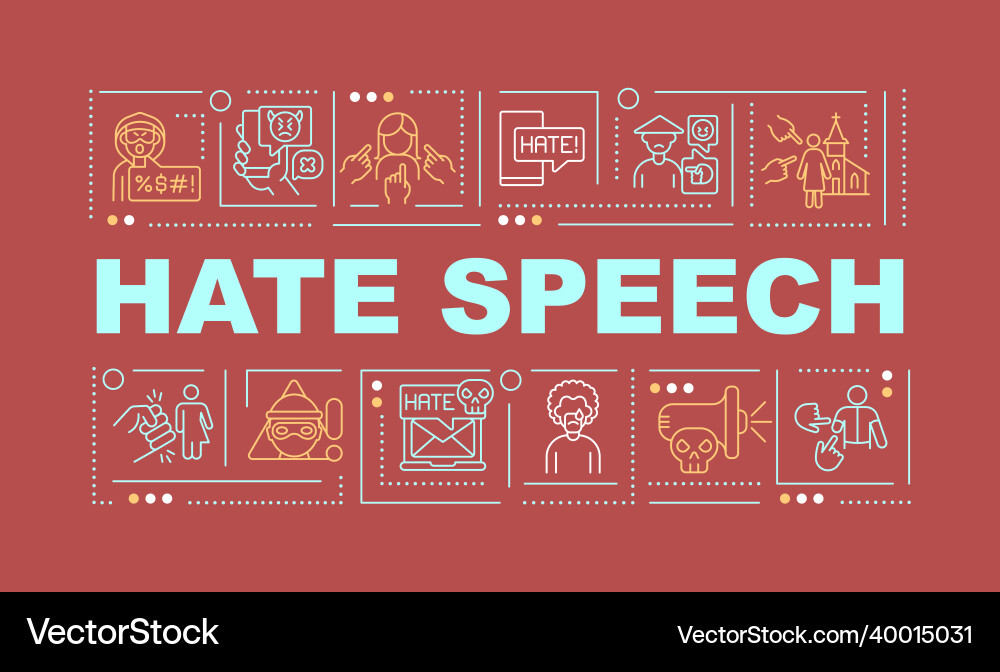 Hate speech red word concepts banner Royalty Free Vector