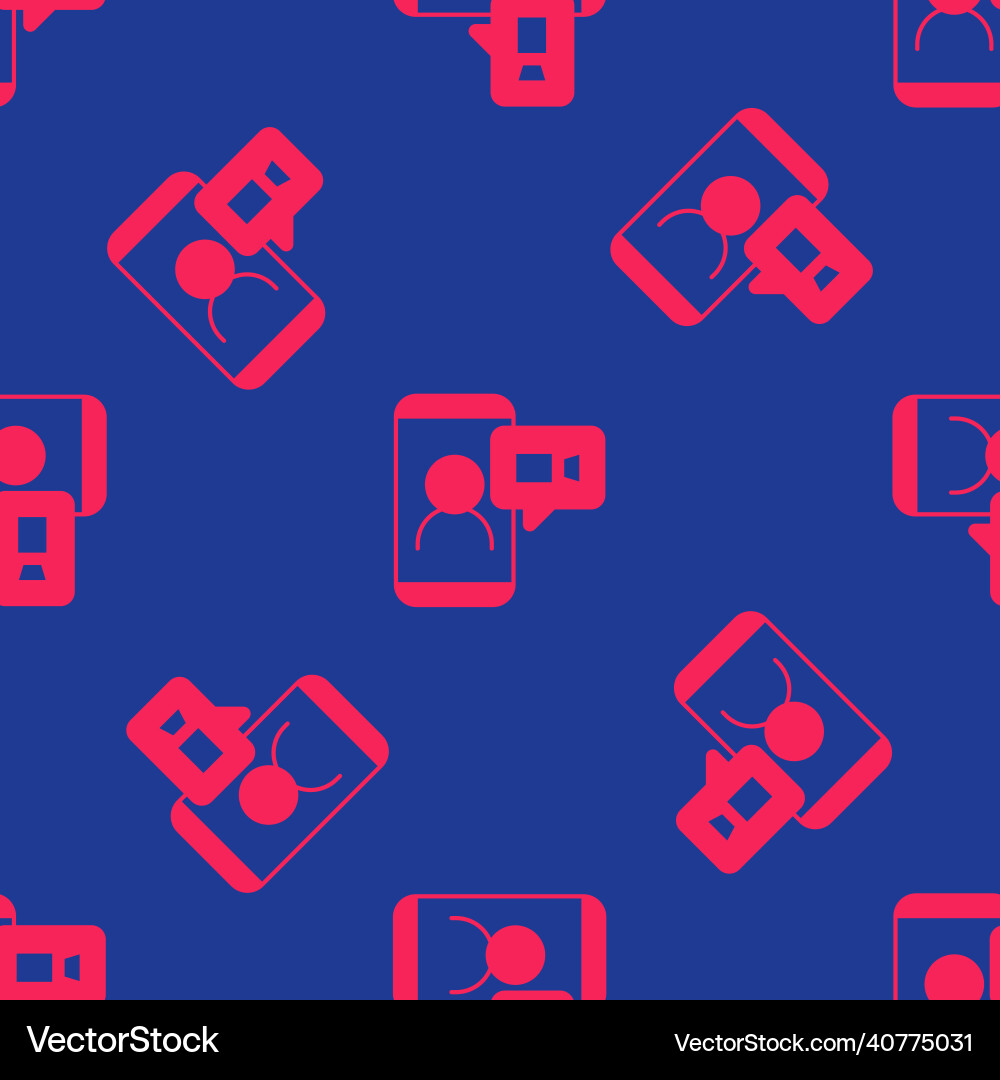 Red video chat conference icon isolated seamless Vector Image