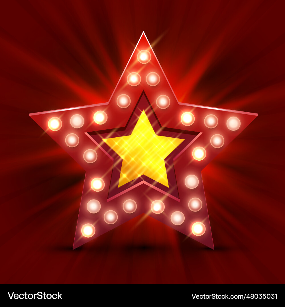 Retro light sign star finest hour Royalty Free Vector Image