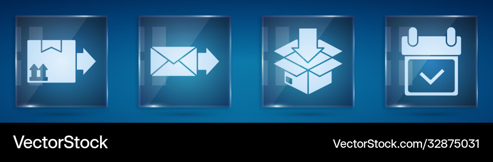 Set cardboard box with traffic symbol envelope Vector Image