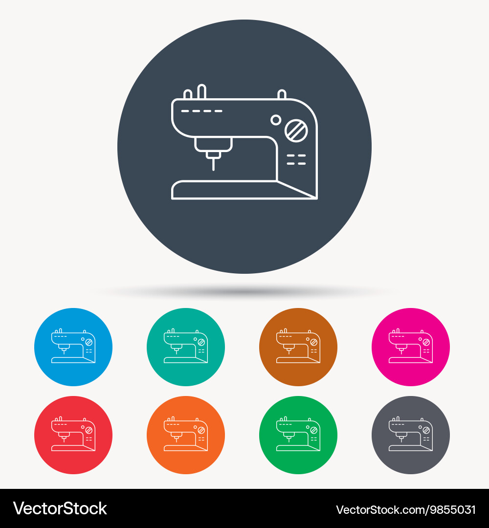 Sewing machine icon embroidery sign Royalty Free Vector
