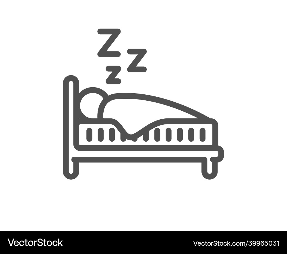 Sleep line icon night rest bed sign Royalty Free Vector