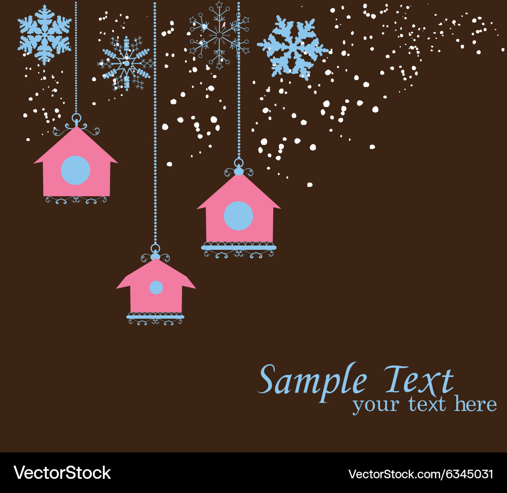 Vintage bird house snow Royalty Free Vector Image