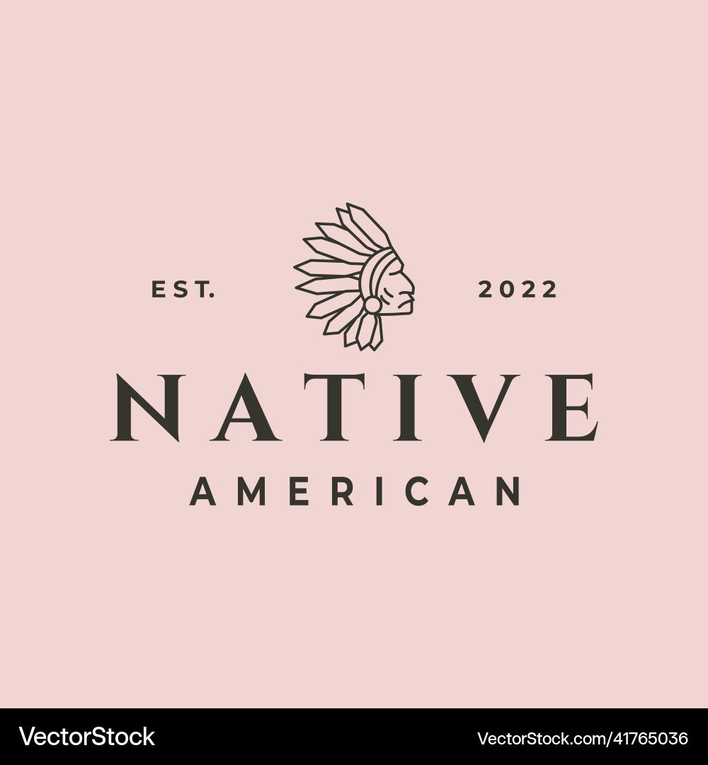 American native line art logo symbol design Vector Image