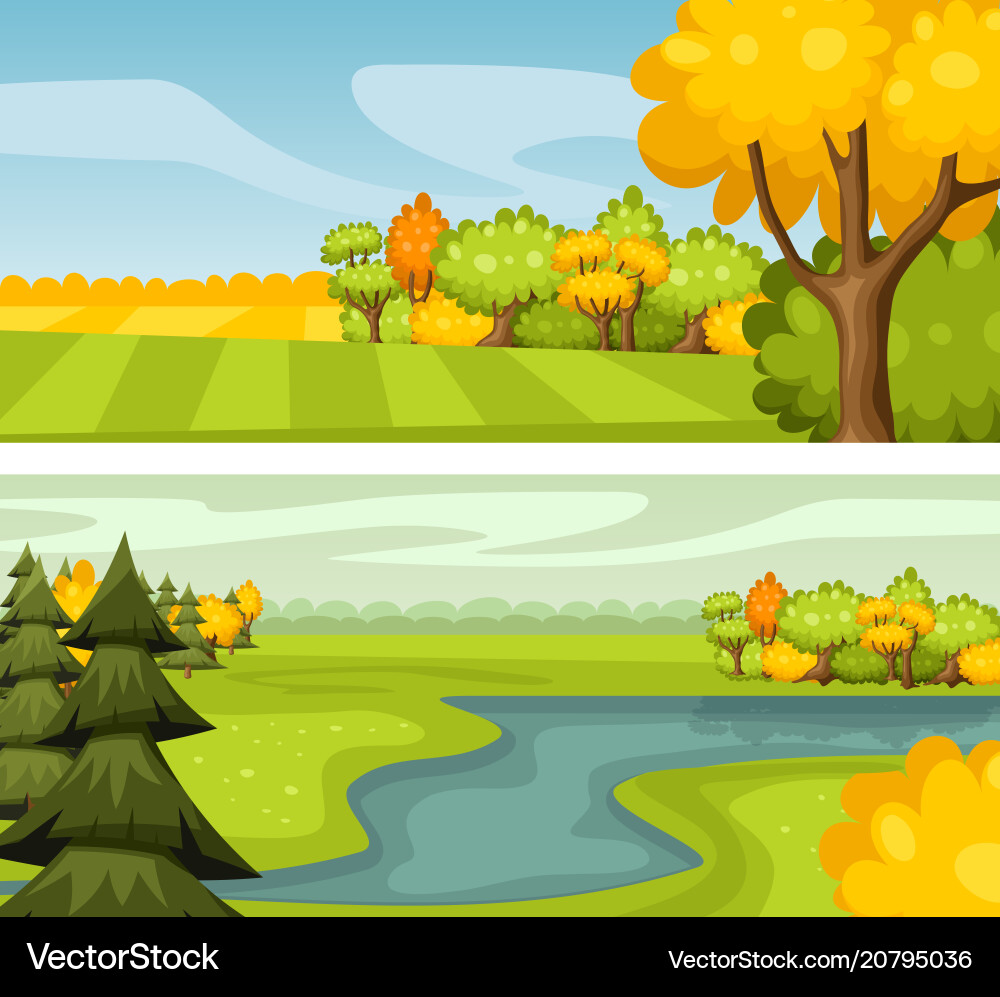 Cartoon autumn landscape Royalty Free Vector Image